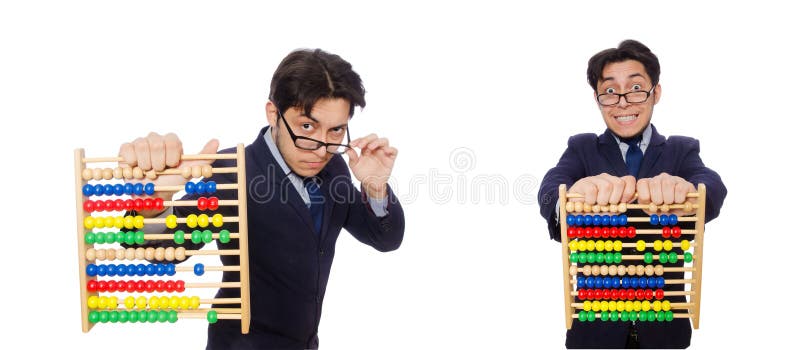 The Angry Accountant with Abacus Isolated on White Stock Image - Image ...