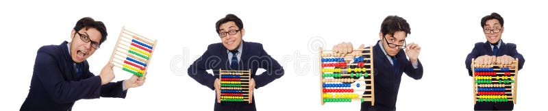 The Angry Accountant with Abacus Isolated on White Stock Photo - Image ...