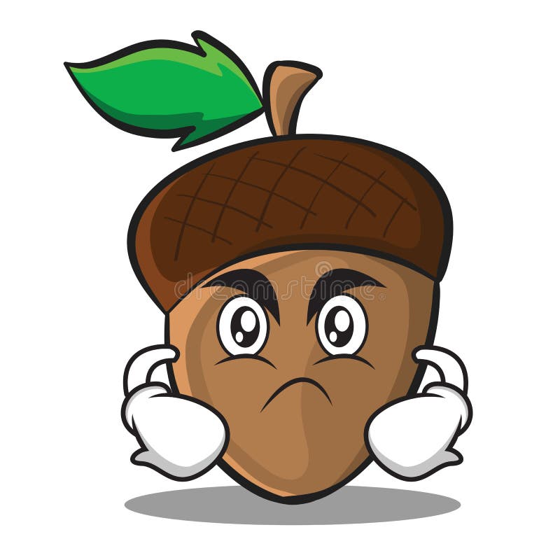 Angry Acorn Cartoon Character Holding Up a Fire Stop Sign Stock Vector ...