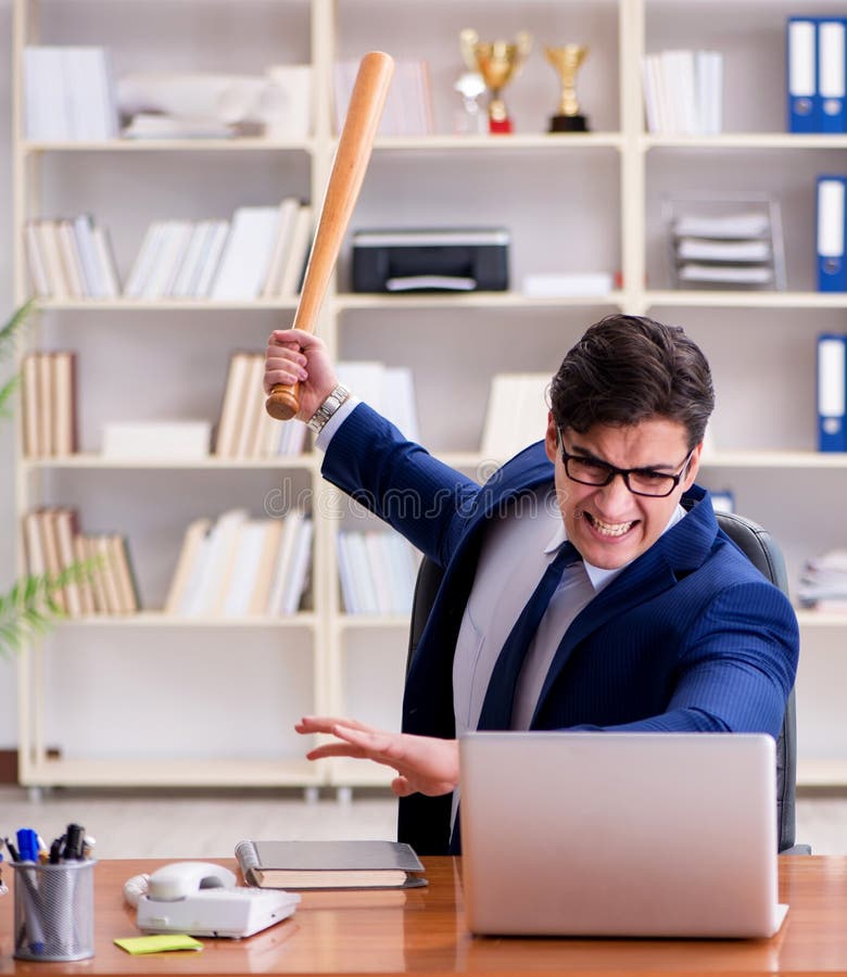 Angry Aggressive Businessman in the Office Stock Photo - Image of funny ...