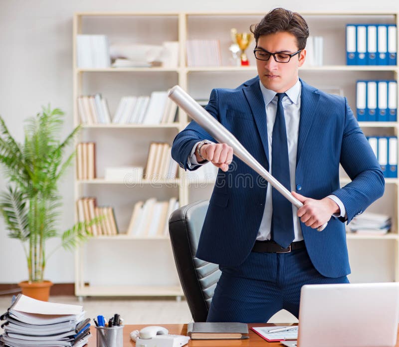 Angry Aggressive Businessman in the Office Stock Photo - Image of ...