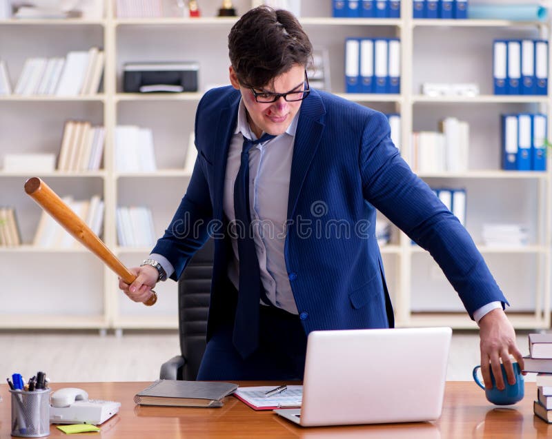 Angry Aggressive Businessman in the Office Stock Image - Image of ...
