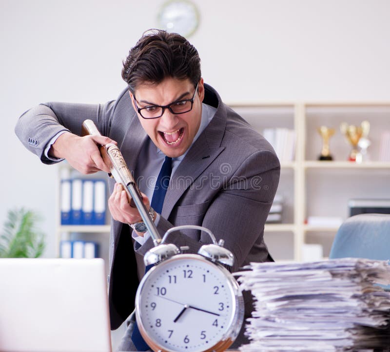 Angry Aggressive Businessman in the Office Stock Photo - Image of clock ...
