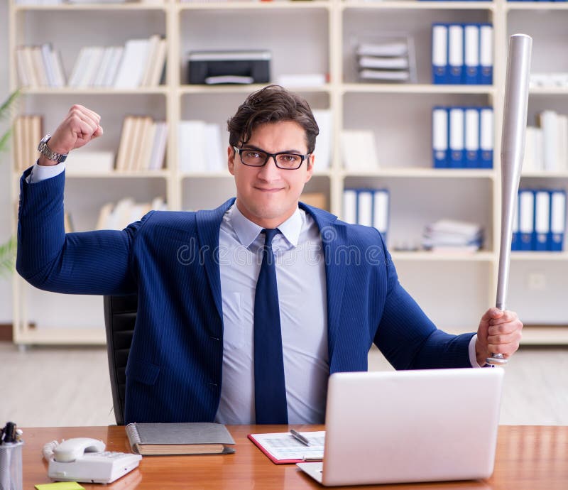 Angry Aggressive Businessman in the Office Stock Image - Image of laid ...
