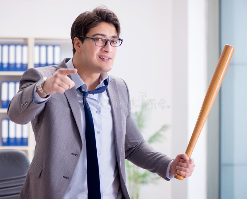 Angry Aggressive Businessman in the Office Stock Photo - Image of ...