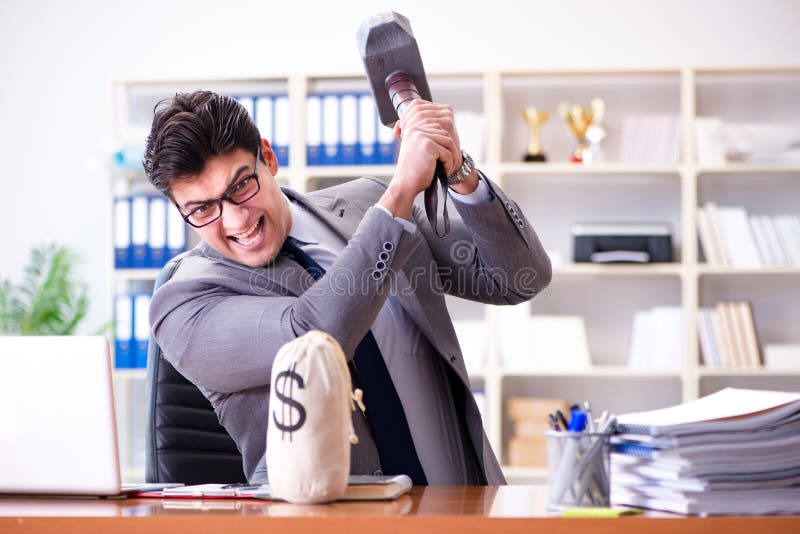 The Angry Aggressive Businessman in the Office Stock Image - Image of ...