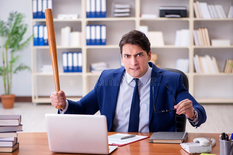 The Angry Aggressive Businessman in the Office Stock Image - Image of ...