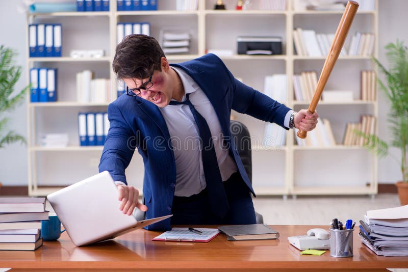 The Angry Aggressive Businessman in the Office Stock Photo - Image of ...
