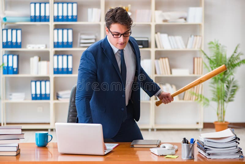The Angry Aggressive Businessman in the Office Stock Image - Image of ...