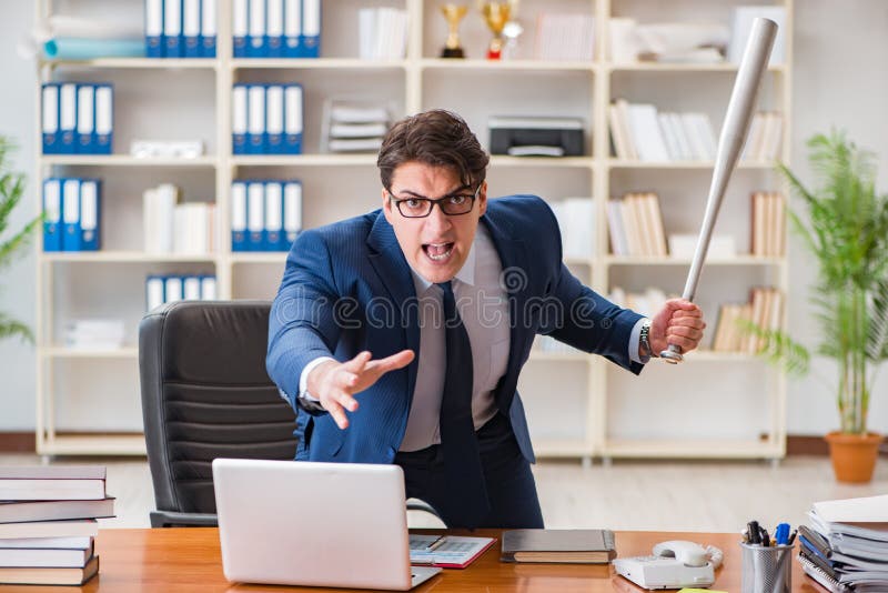 The Angry Aggressive Businessman in the Office Stock Image - Image of ...