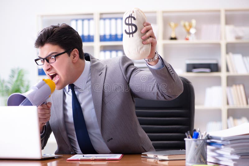 The Angry Aggressive Businessman in the Office Stock Image - Image of ...