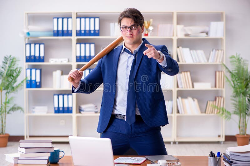 The Angry Aggressive Businessman in the Office Stock Photo - Image of ...