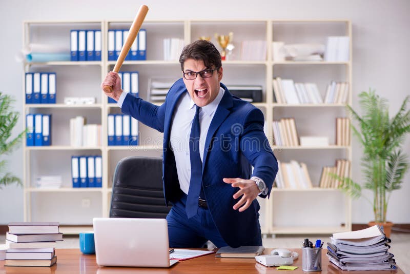 The Angry Aggressive Businessman in the Office Stock Photo - Image of ...