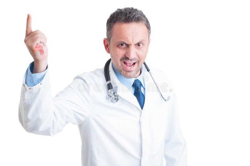 Angry Aggressive Doctor or Medic Threatening with Syringe Stock Image ...