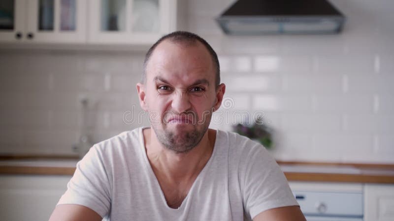 Angry Aggressive Man Shouting Out Loud with Ferocious Expression Stock ...