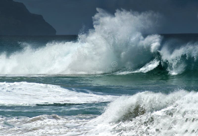 Large Surf Wave with Barrel and Wind. Stock Photo - Image of wind ...