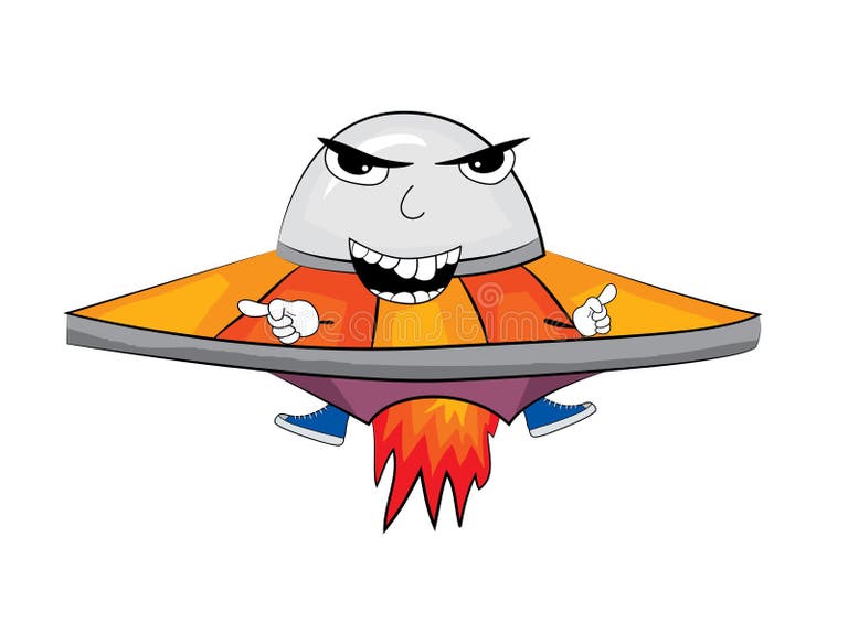 Angry alien ship cartoon stock illustration. Illustration of universe ...