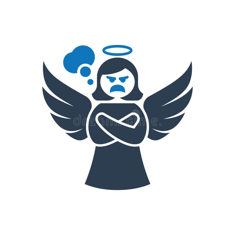 Angry Angel with Thought Icon Stock Illustration - Illustration of ...