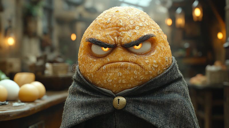 Angry Anthropomorphic Bread Character in Medieval Setting Stock Image ...