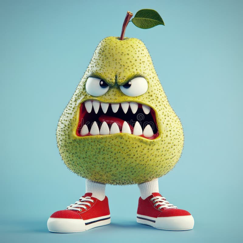 Angry Anthropomorphic Pear Character with Sneakers Stock Illustration ...