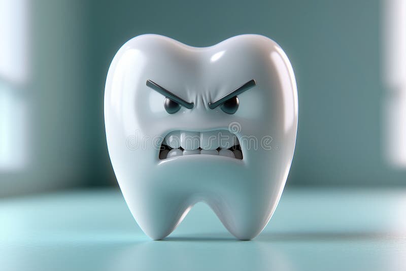 Angry Anthropomorphized Tooth Character with Fierce Expression ...