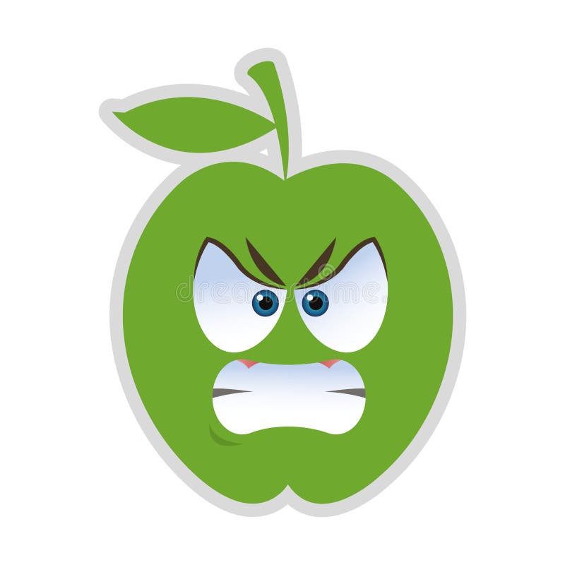 Angry apple cartoon icon stock illustration. Illustration of mascot ...