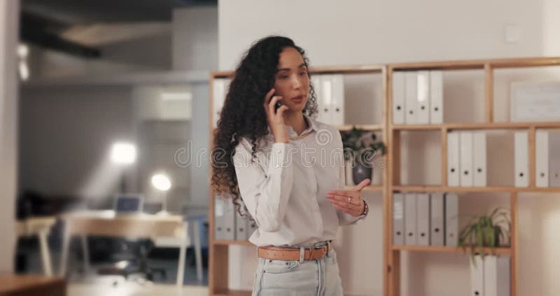 Angry, Argument and Woman on a Phone Call at Work, Explaining Problem ...