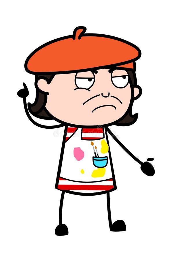Angry Artist Cartoon with One Hand Raised Stock Illustration ...