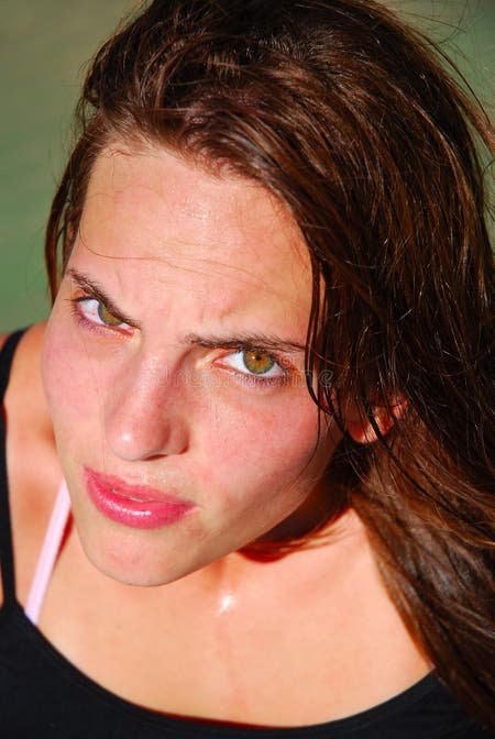 Angry Athlete Face Sweating Stock Image - Image of haired, attractive ...