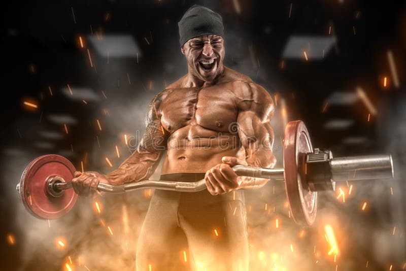 Bodybuilder in the gym stock photo. Image of male, dumbbell - 63424266