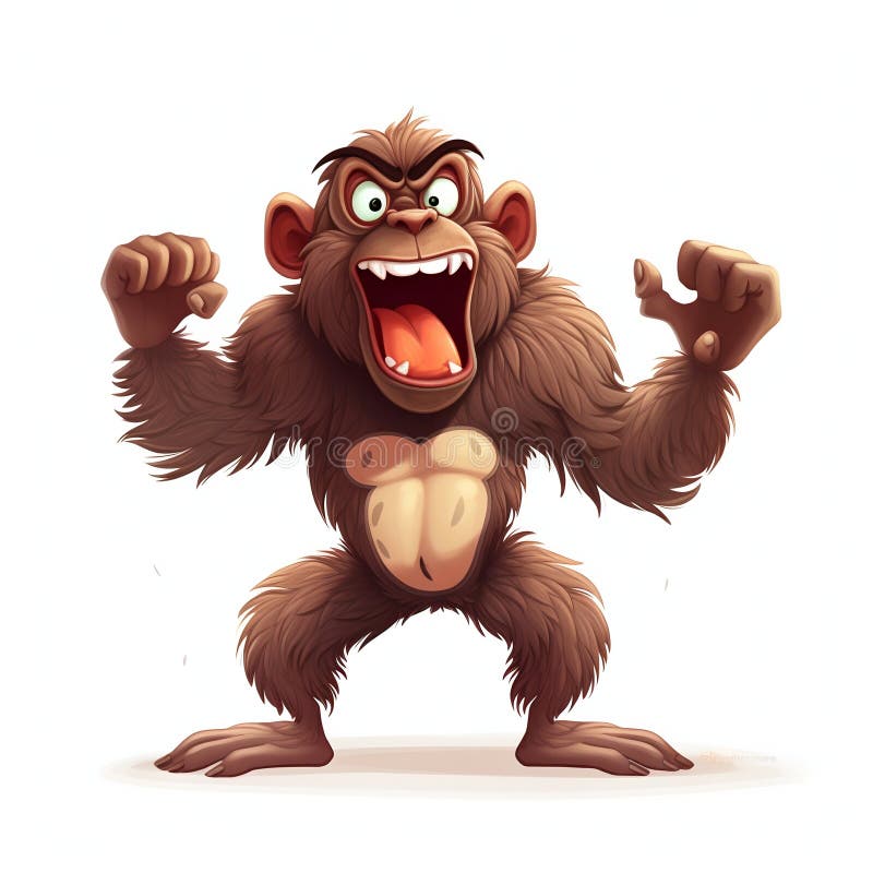 Angry Baboon Displaying Aggression. Generative Ai Stock Illustration ...