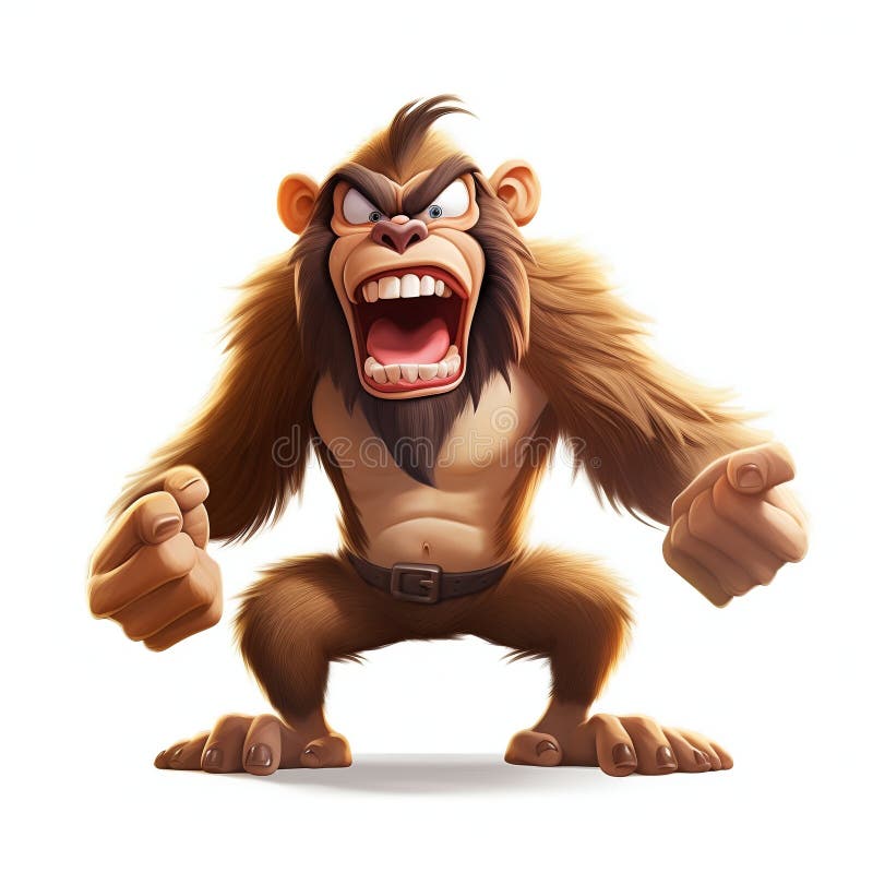 Angry Baboon Displaying Aggression. Generative Ai Stock Illustration ...