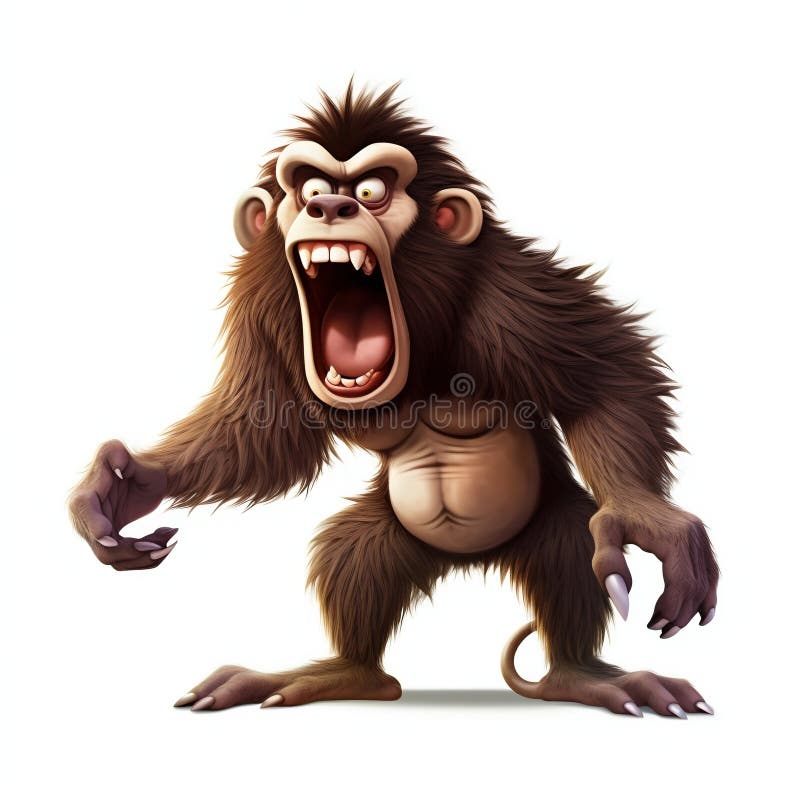 Angry Baboon Displaying Aggression. Generative Ai Stock Illustration ...