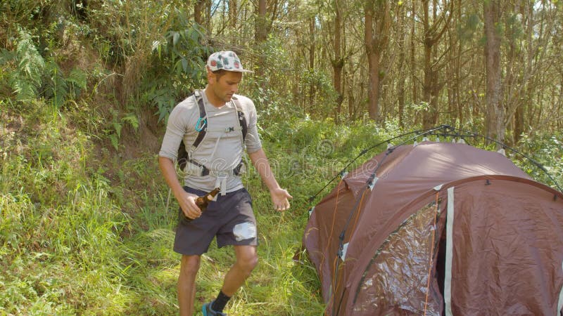 Angry Backpacker Man with Drunk Man Camping Stock Video - Video of ...