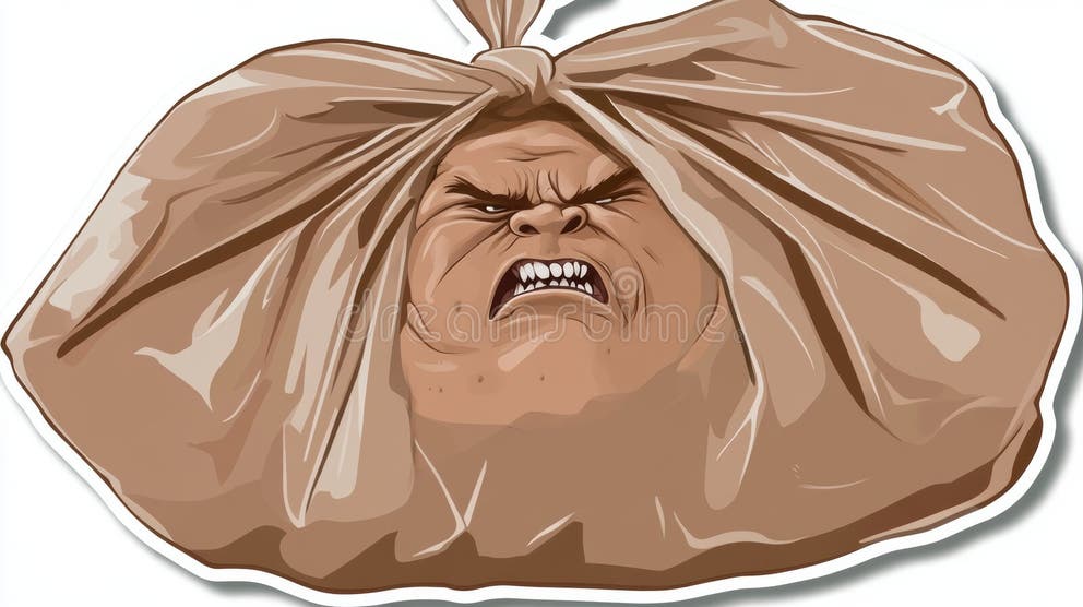 Angry Bag Head stock illustration. Illustration of provoked - 372913931