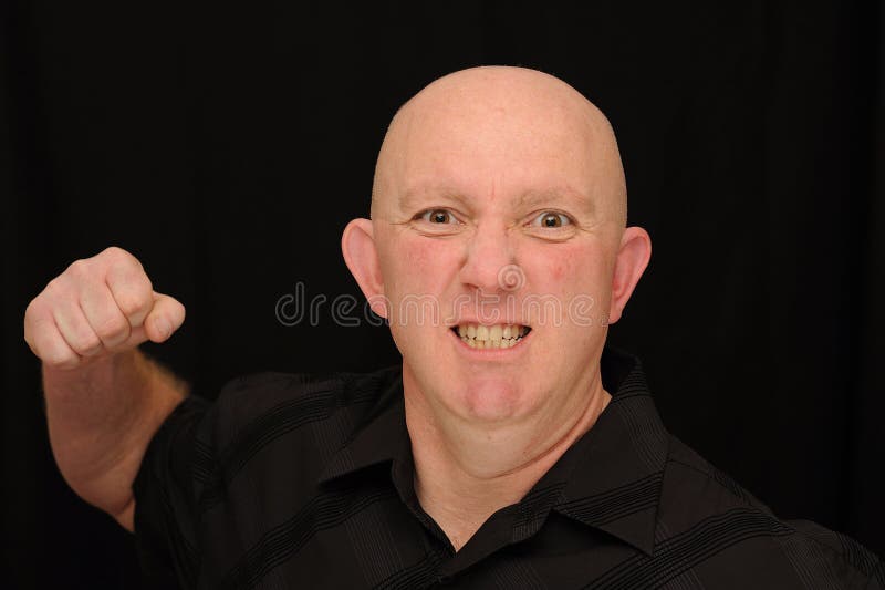 Angry Bald man Punching stock image. Image of problems - 4534415