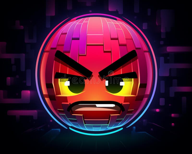 An Angry Ball with Neon Lights on it Stock Illustration - Illustration ...