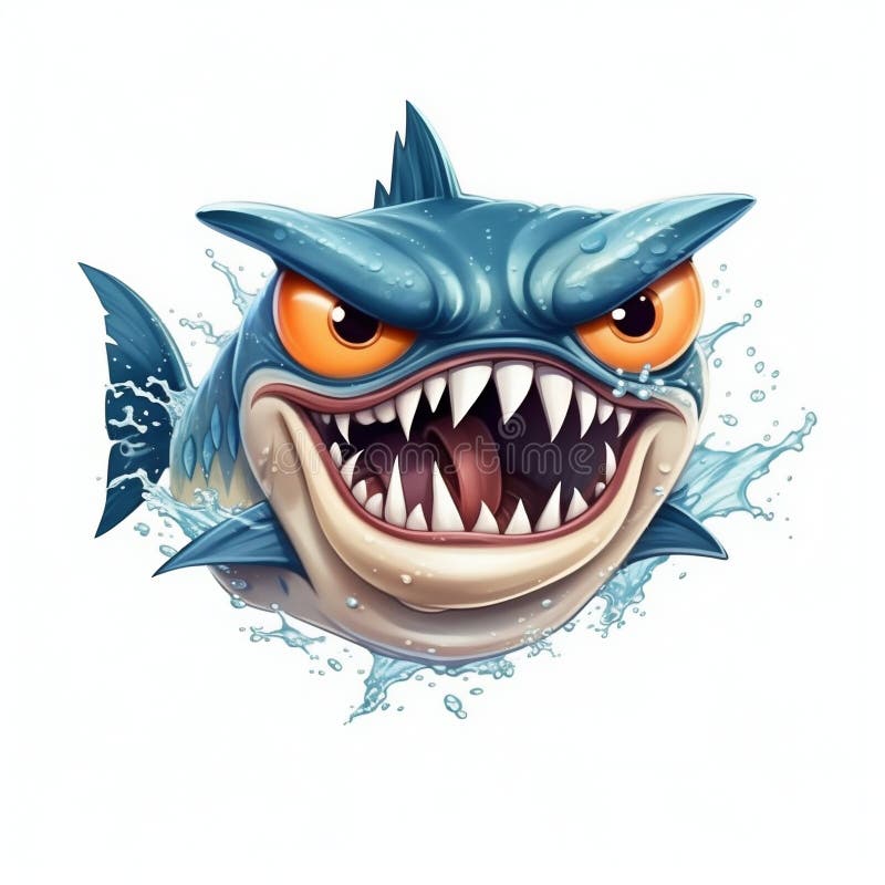 Angry Barracuda Cartoon Character on White Background. Generative Ai ...