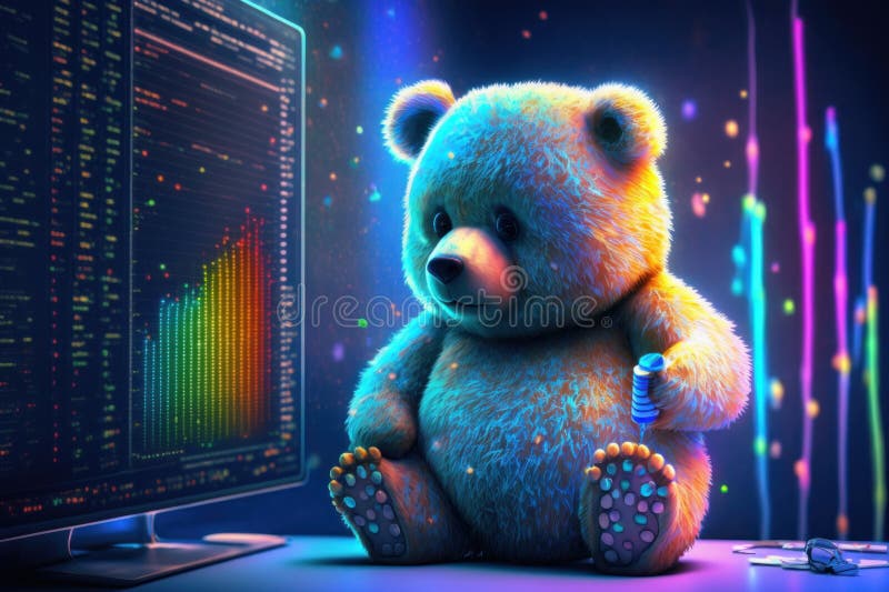 Angry Bear with Computer, Bearish in Stock Market and Crypto Currency ...