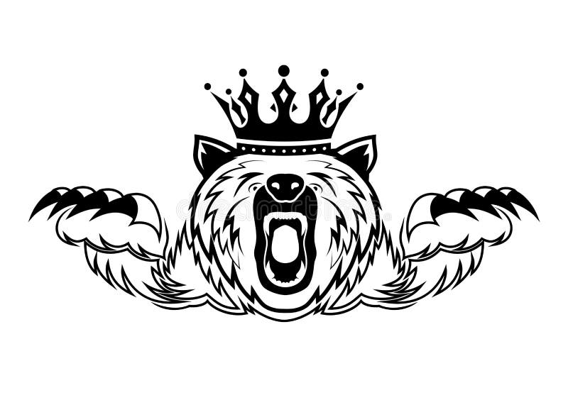 Angry Bear with a Crown on His Head Stock Vector - Illustration of ...