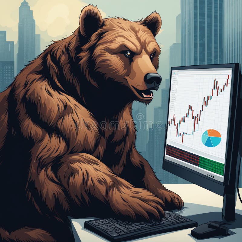 Angry Bear Doing Trading on the Computer, Representing Crypto ... Angry Bear Doing Trading on the Computer, Representing Crypto ...