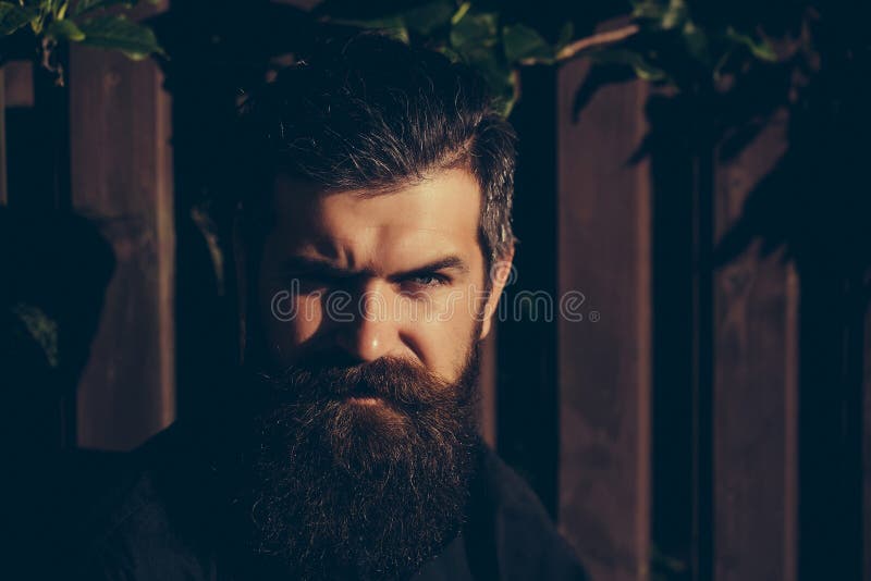 Angry Bearded Man Screaming at Brick Wall Stock Photo - Image of ...