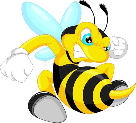 Angry bee cartoon stock vector. Illustration of object - 64190591