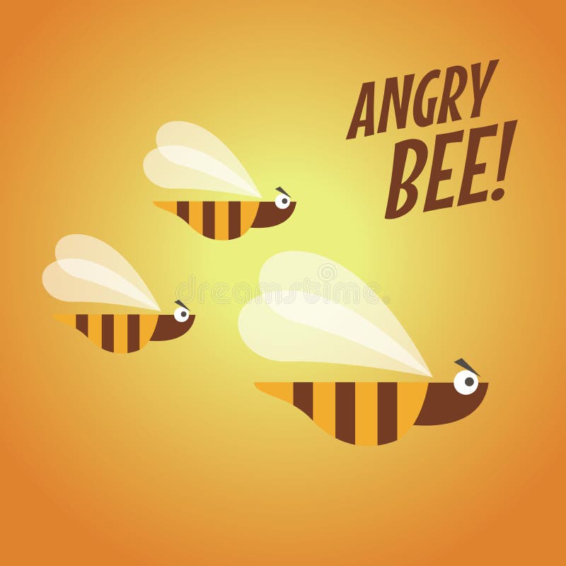 Angry bee flat design stock vector. Illustration of isolated - 75829741