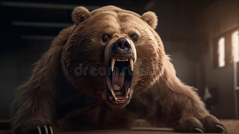 Angry Big Brown Bear. Generative Ai Stock Illustration - Illustration ...