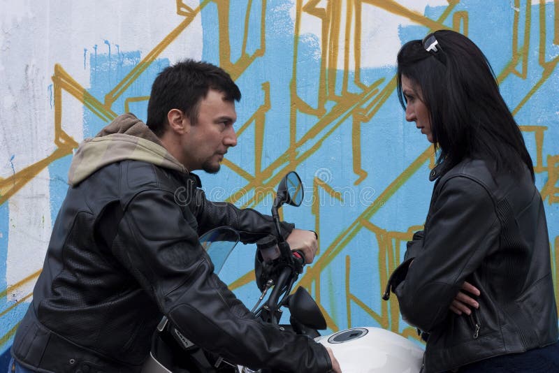 Angry Biker Girl stock image. Image of slap, female, enthusiast - 17375313