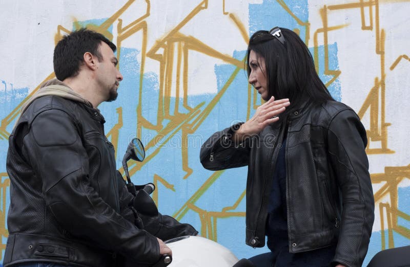 Angry Biker Girl stock image. Image of slap, female, enthusiast - 17375313