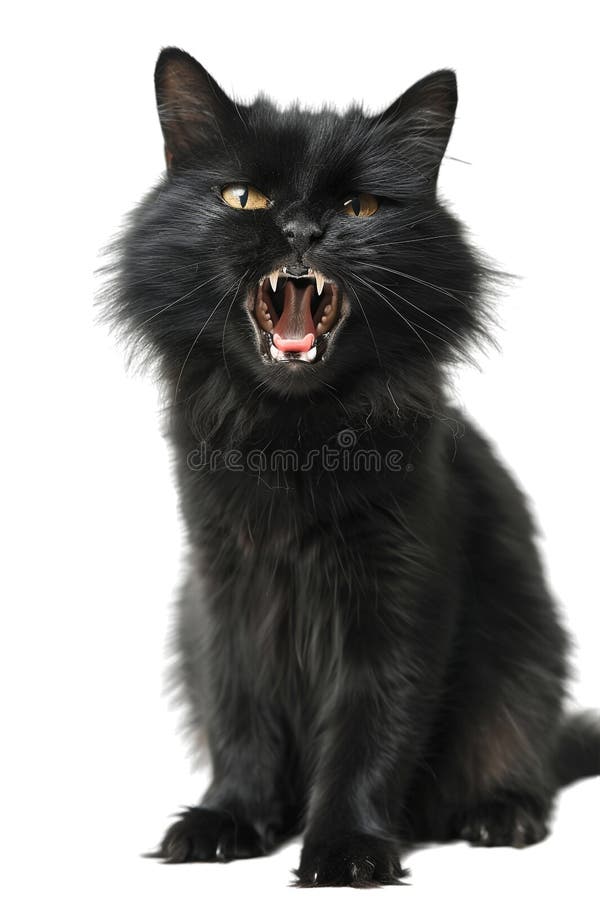 Angry Black Cat on Transparent Background Stock Illustration ...