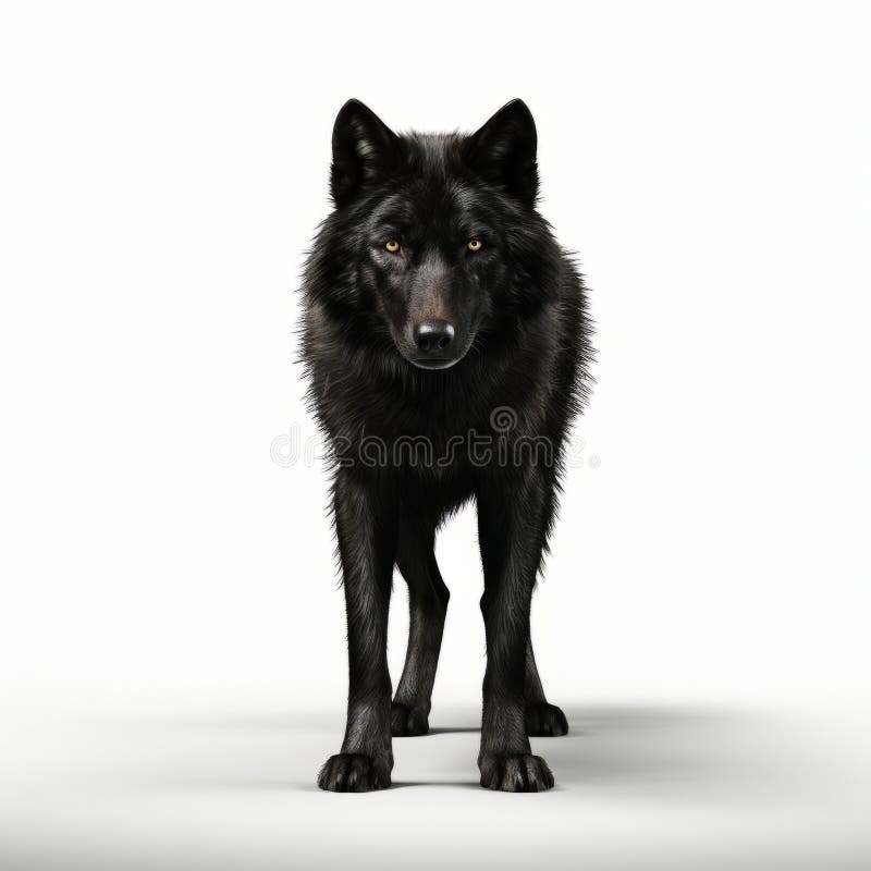 Angry Black Wolf 3d Render on White Background Stock Illustration ...