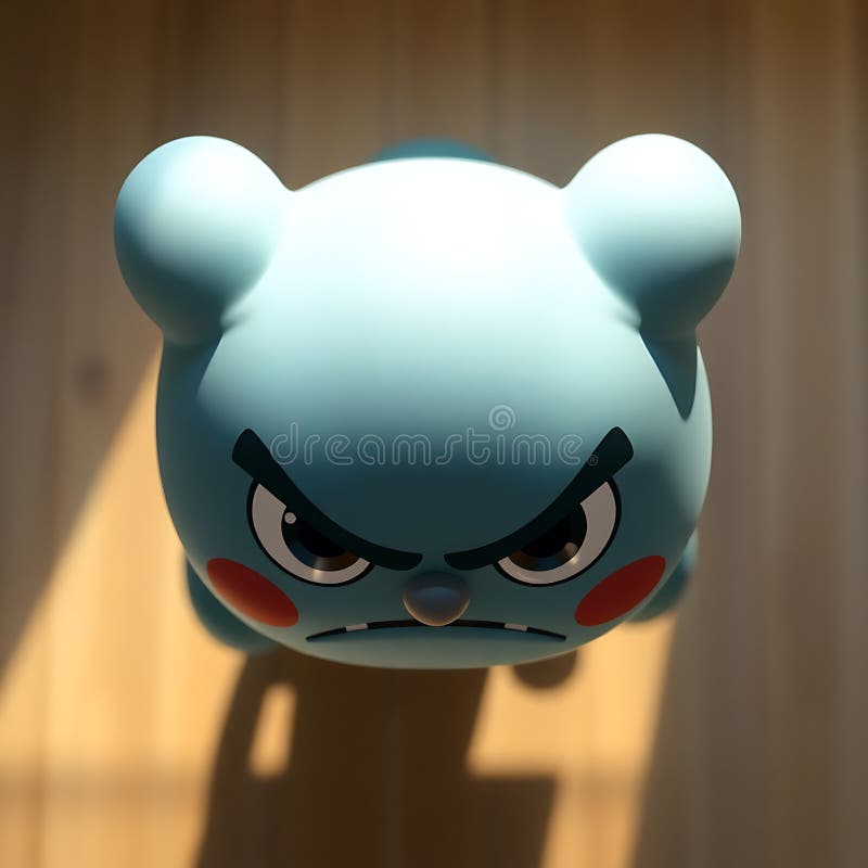 Angry Blue Bear Figurine 3d Render Closeup Stock Illustration ...